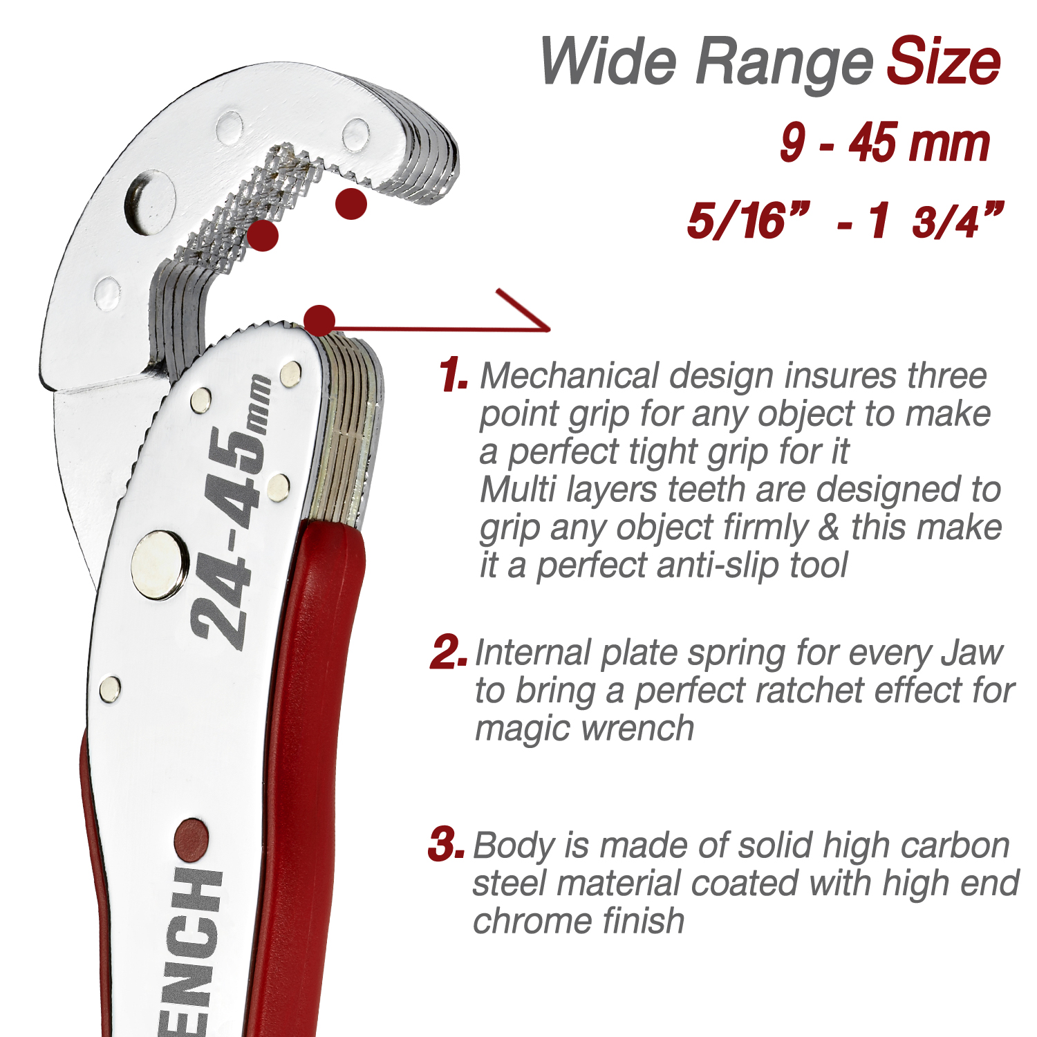 Universal Wrench Self Adjustable Multi Purpose Functional Spanner ...